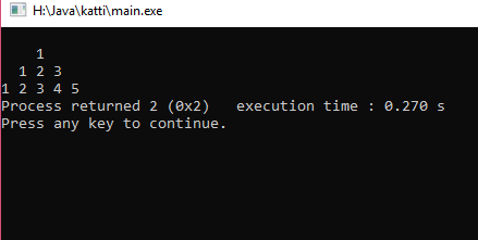 C program to print number pattern 4