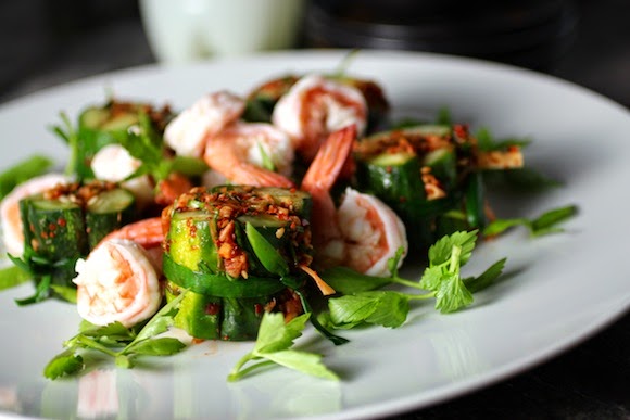 [Korean Recipes] Stuffed Cucumber Kimchi with Shrimp and Minari - All ...