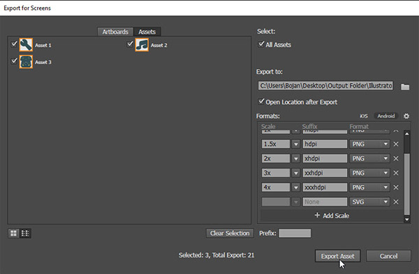 Export for Screens in Illustrator CC 2015.3