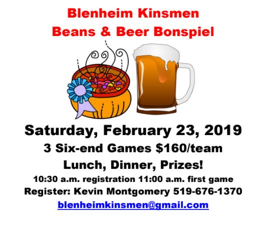 Blenheim Kinsmen Beans and Beer Bonspiel - District One Kin