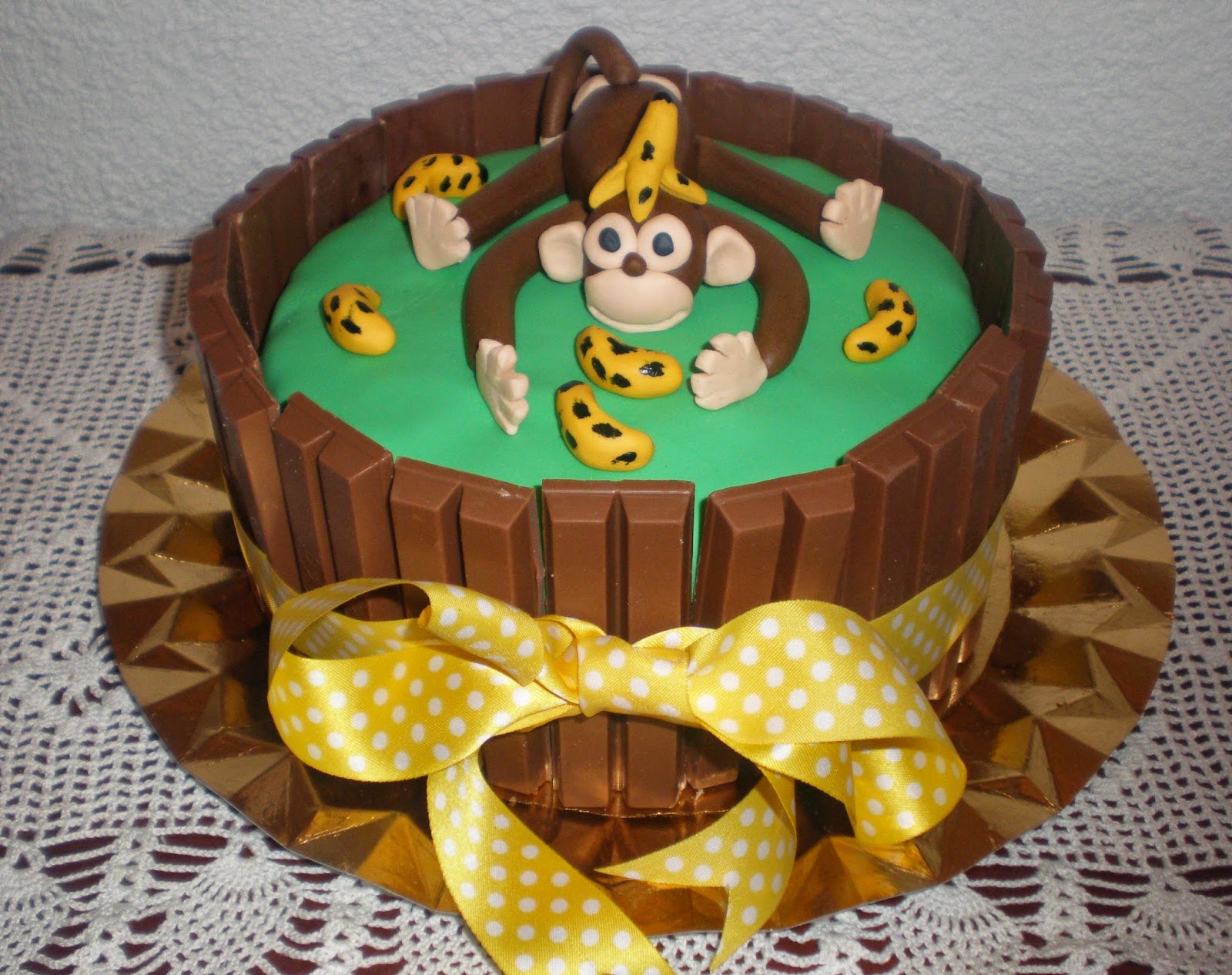Tarta mono rey de los plátanos Kit-kat Fondant ~ Genzo en Masterchef