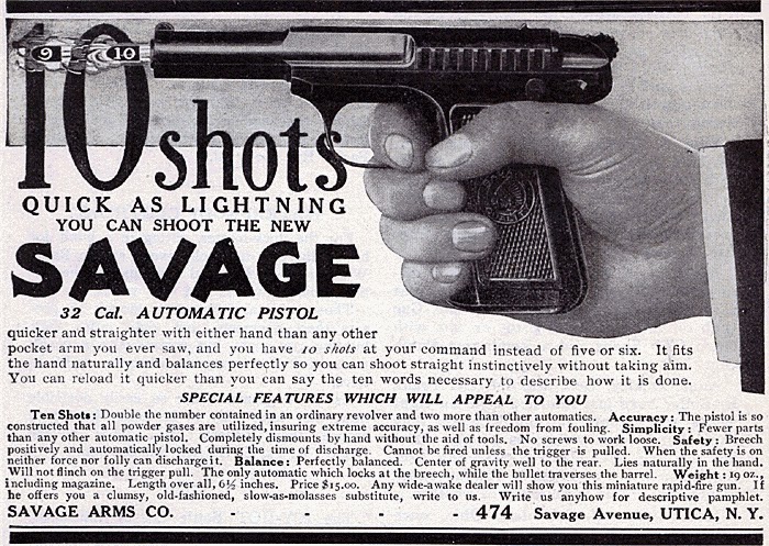 Vintage Outdoors: 1907 Savage 32 pocket pistol semi auto