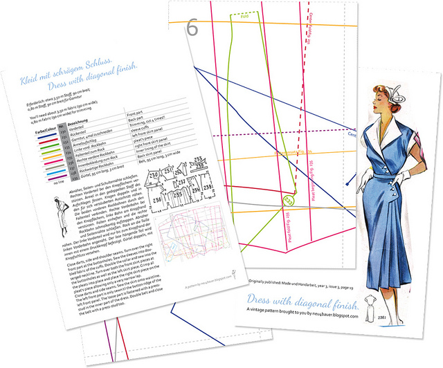 The Vintage Pattern Files: 1950's Sewing - Dress with Diagonal Finish