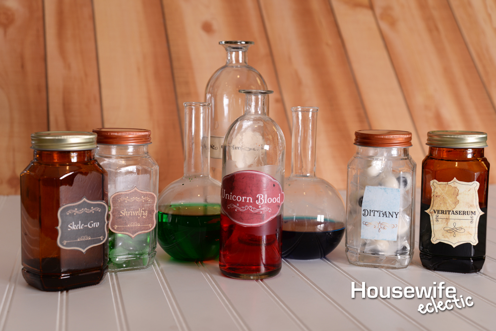 Wizard Potion Bottles with Free Printable Labels - Housewife Eclectic