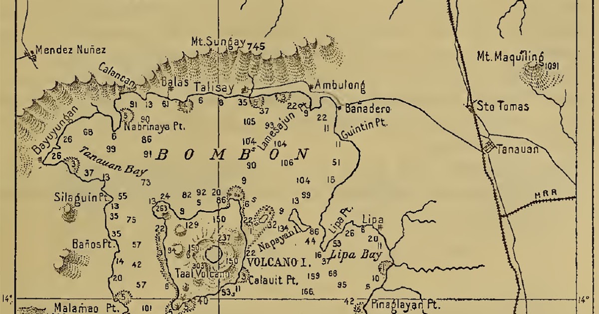 Map of Taal Lake, Volcano and Surrounding Areas, c. 1906 - Batangas ...