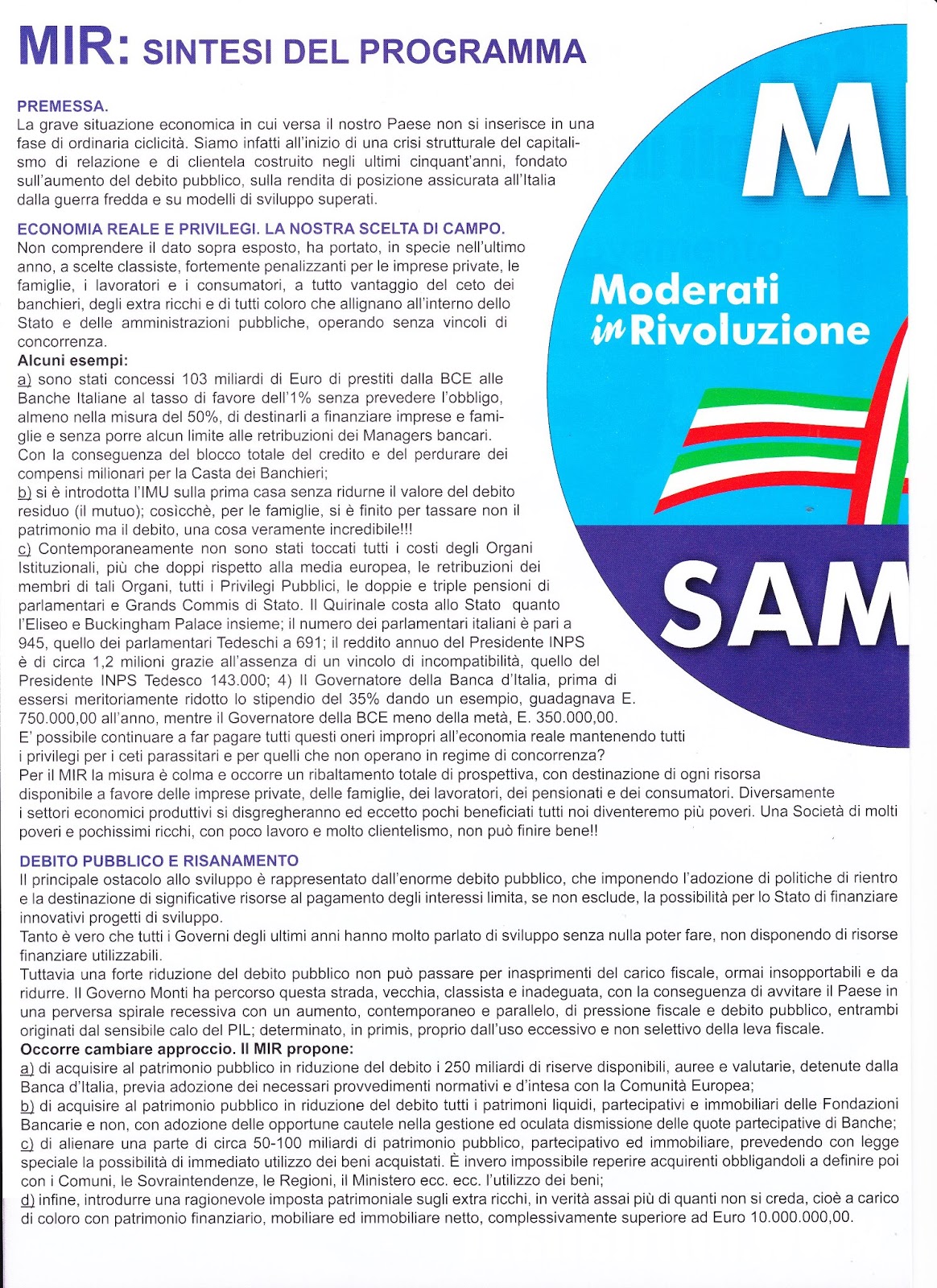Sintesi del Programma del MIR « Blog di Ambiente Italia