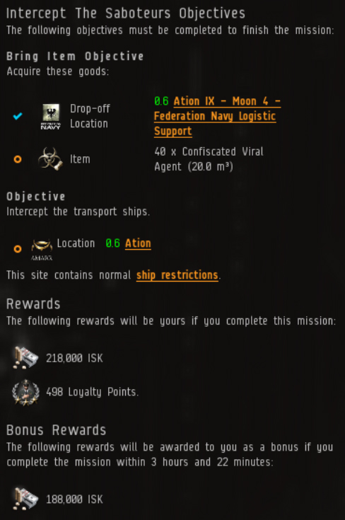EVE Online Mission: Intercept The Saboteurs L2 Amarr