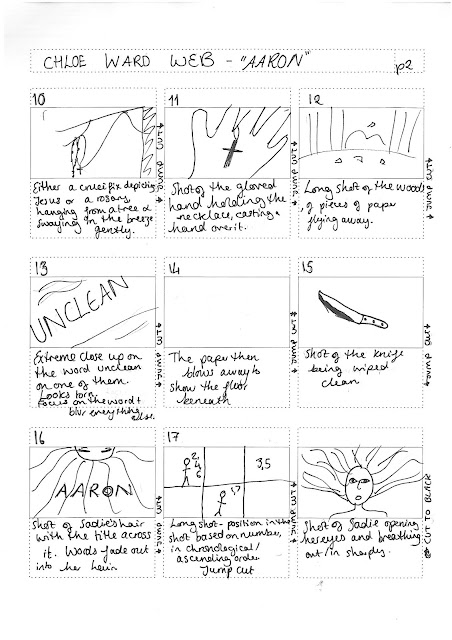 Chloe's AS Media Portfolio: Initial Storyboard - "Aaron"
