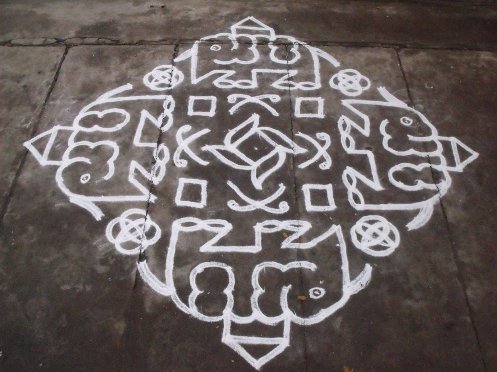 Rangoli designs/Kolam: 21-1 Ner Pulli Kolam