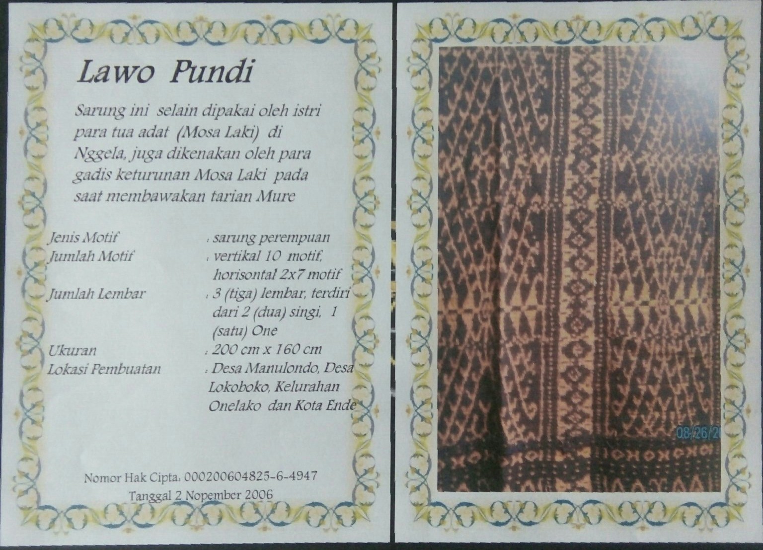 MOTIF TENUN IKAT ENDE - LIO YANG SUDAH MEMILIKI HAKI