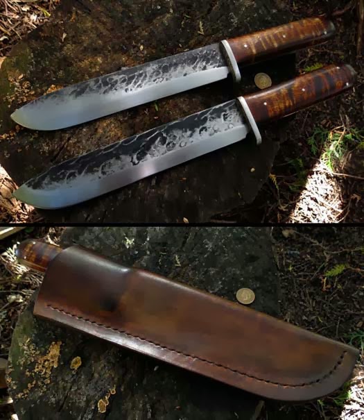 ML Knives Blog: A set of custom Belt Knives with forged guards