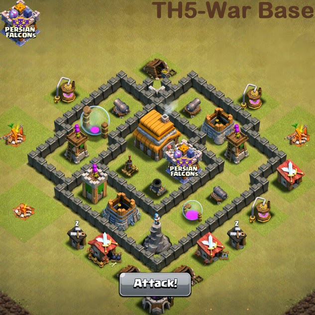 CLASH OF CLANS BASE STRATEGY: War Base Town Hall 5