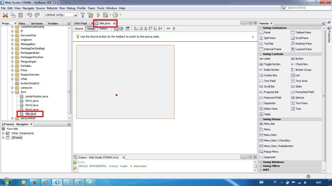 jFrame Title Java Netbeans | Membuat Judul Frame Java Netbeans ~ Materi Java Pemula