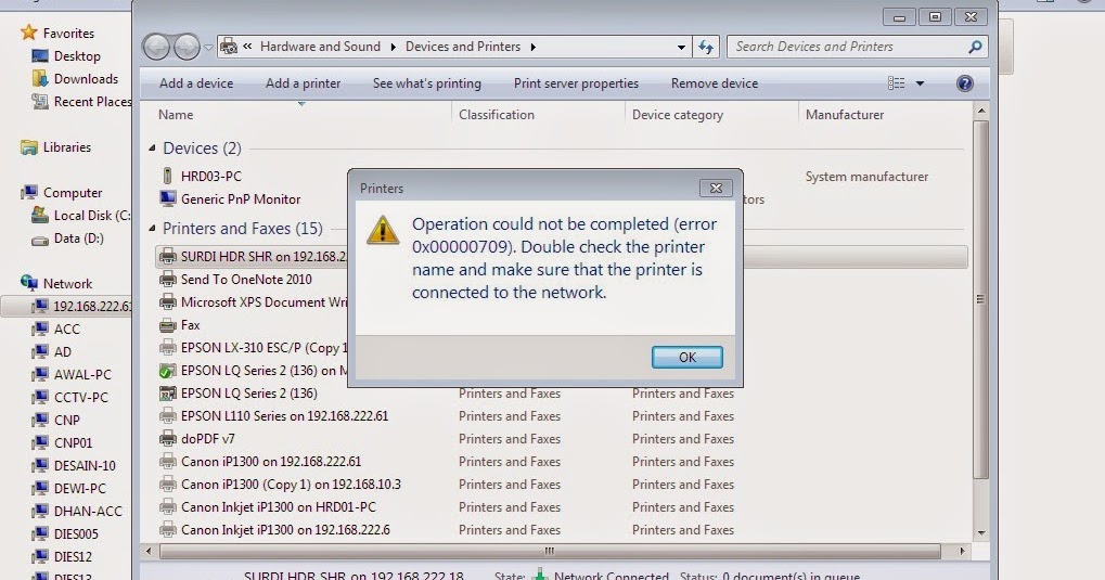 TIPS TO OVERCOME "ERROR 0X00000709: CAN'T SET DEFAULT PRINTER"