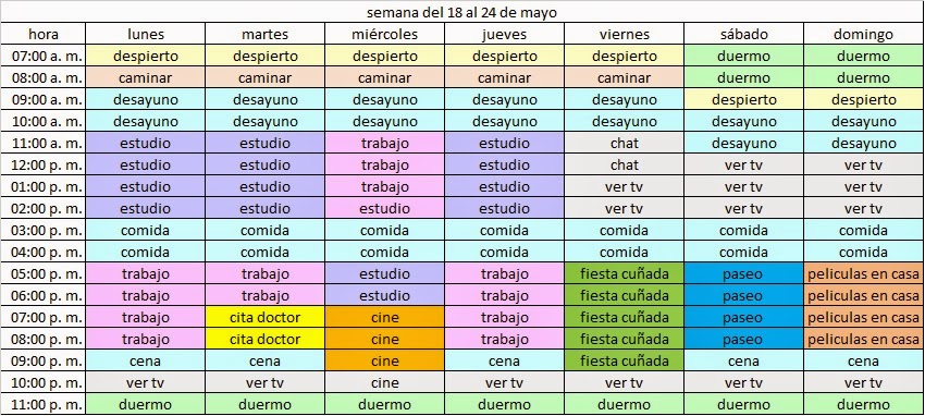 xiomara ferreira: horario de organizacion de mi tiempo Unidad 3 ...