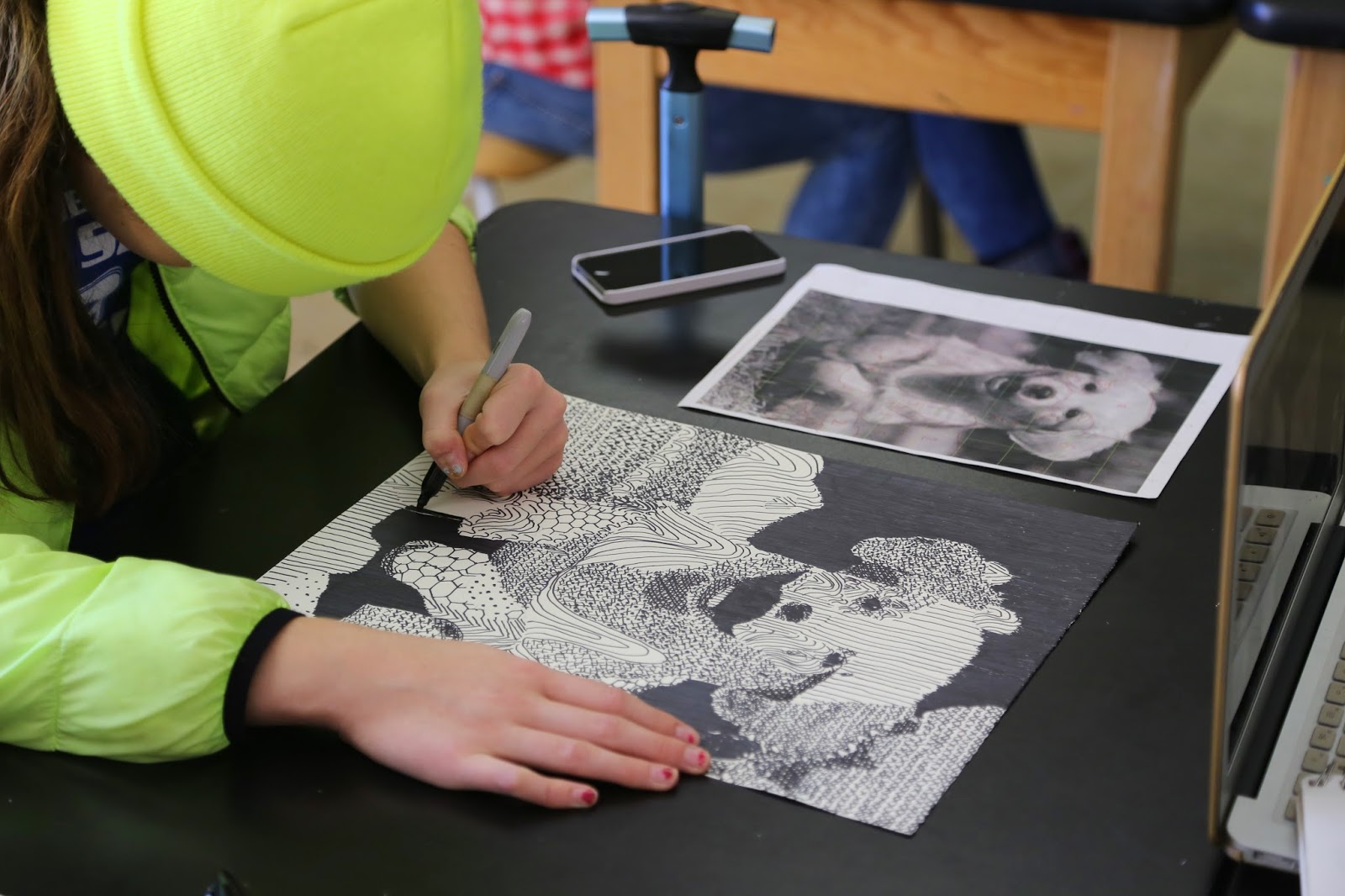 Grauer Art: Line technique drawing, 8th Grade Art