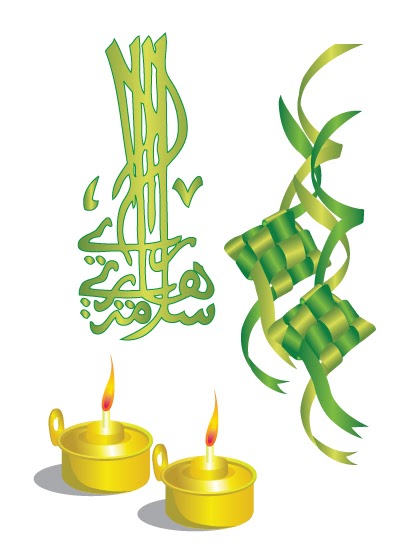 Free Vector Ketupat and Pelita Hari Raya | Bighandesign - Perkongsian ...