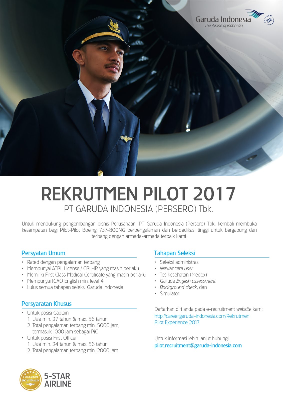 INFO LOKER PILOT PT. GARUDA INDONESIA HINGGA 31 MARET 2018 (UPDATE ...