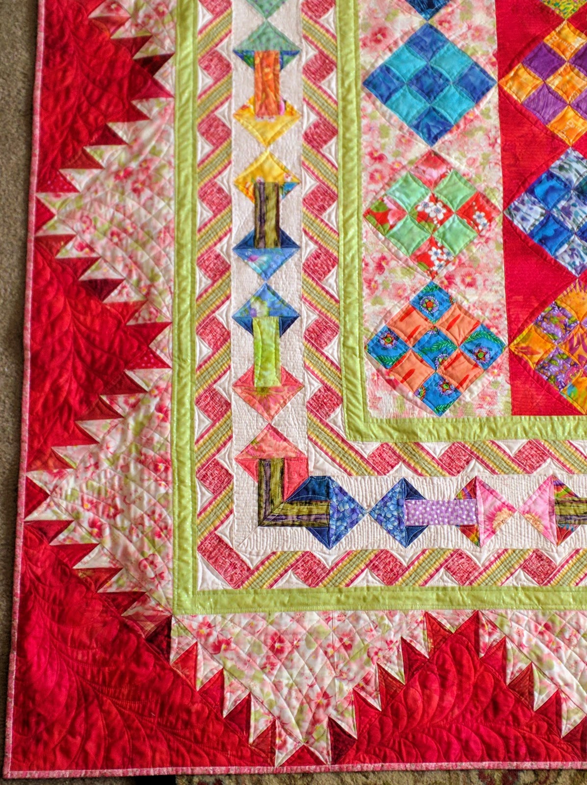 Fret Not Yourself: Strippy Nine-Patch Quilt Finished