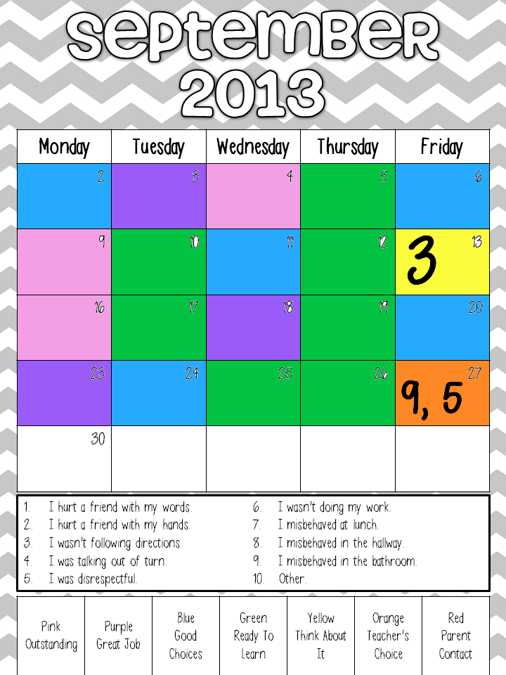 FUNdamentals Of Firsts: Chevron Behavior Clip Chart and Calendar ...