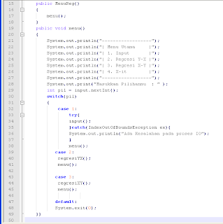 Best In Me: MENU REGRESI MENGGUNAKAN BAHASA JAVA