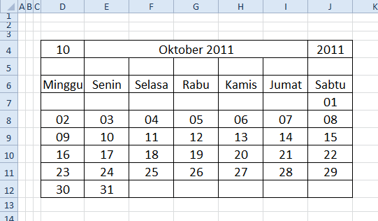 ExcelHeru: Mudahnya Membuat Kalender di Excel