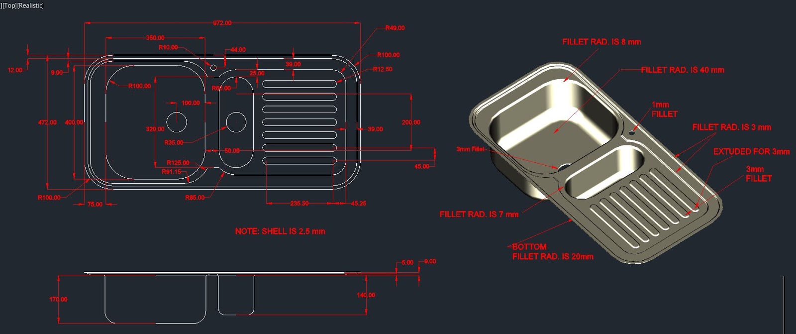 AUTOCAD NETWORK: Kitchen sink modeling