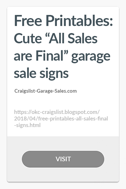 All Sales Are Final Signs - Cute Free Printables | Craigslist Garage Sales