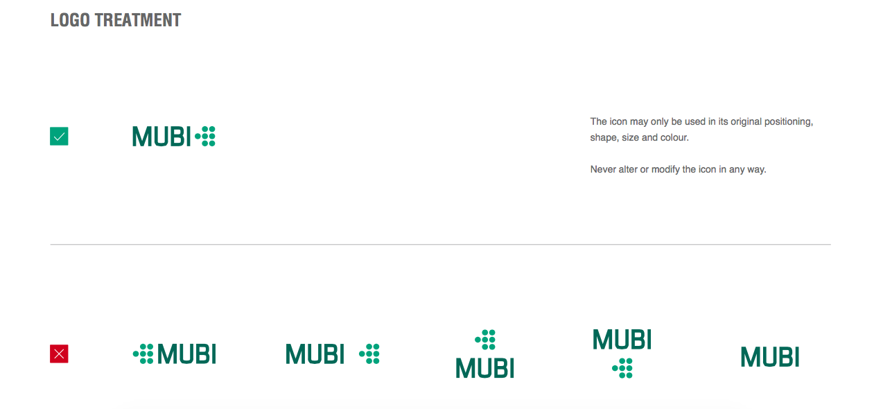 Studio Practice: MUBI Brand Hand Book and Required design features.