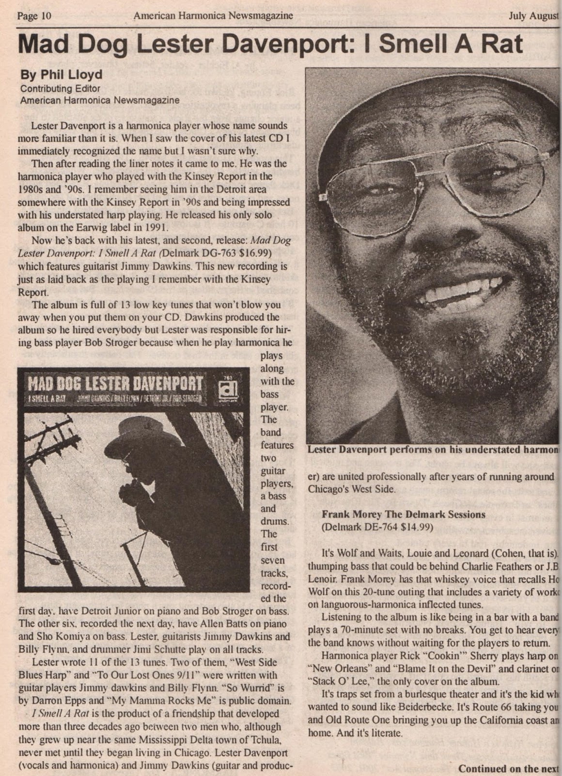 Blues Harmonica Heaven: CD Review: Mad Dog Lester Davenport - I Smell A Rat