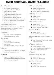Central Valley HS Cheerleading - Go Bears!: Football Game Plan!