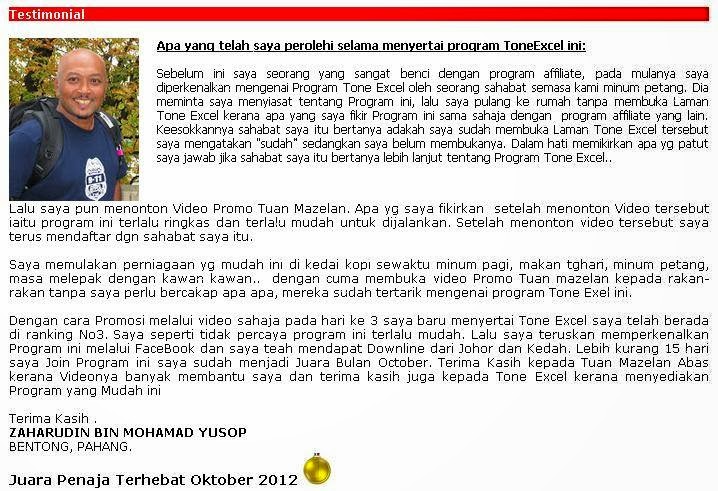 wow Tone Excel Info: TESTIMONI KEJAYAAN PESERTA TONE EXCEL
