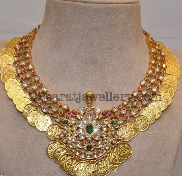Heavy Kasu Diamond Necklaces - Jewellery Designs