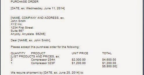 Purchase Order Letter Format in Word