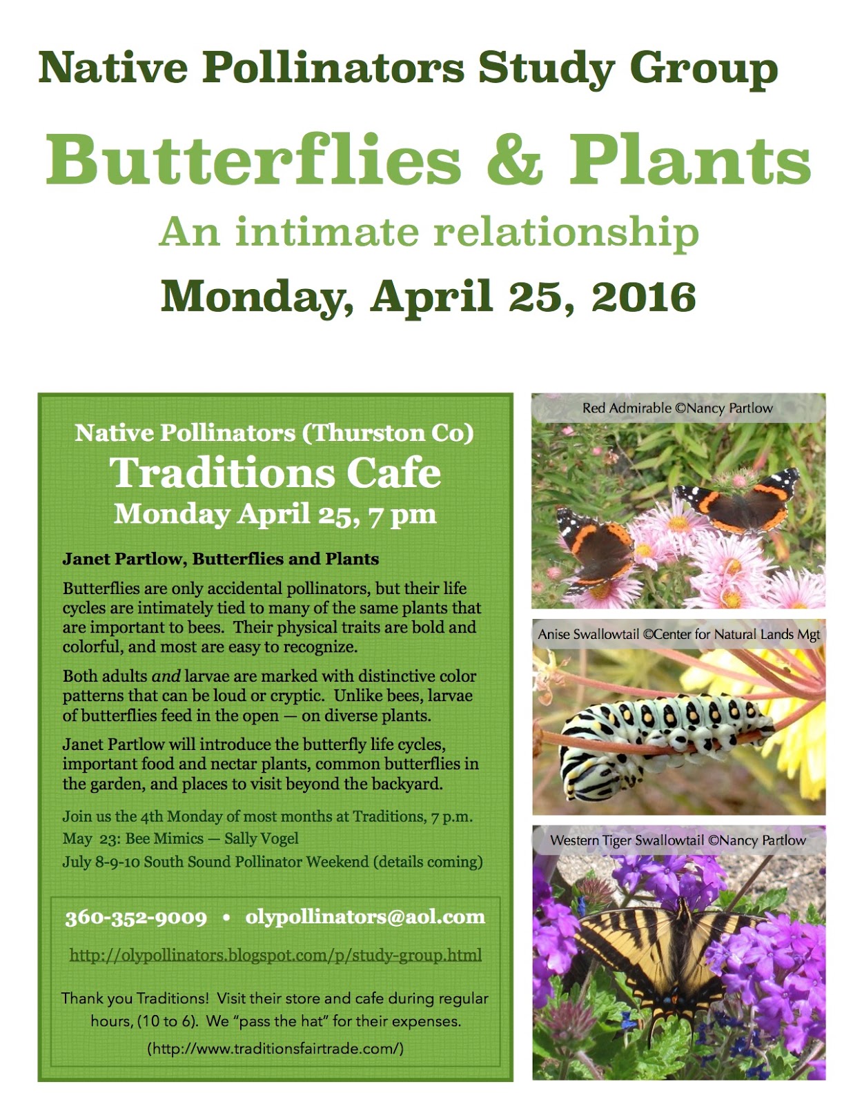 Bees, Birds & Butterflies: Monthly Pollinator Study Group Posters
