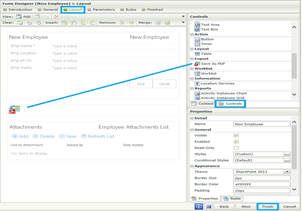 Save As PDF Control to create K2 Workflow to send a mail using smart ...