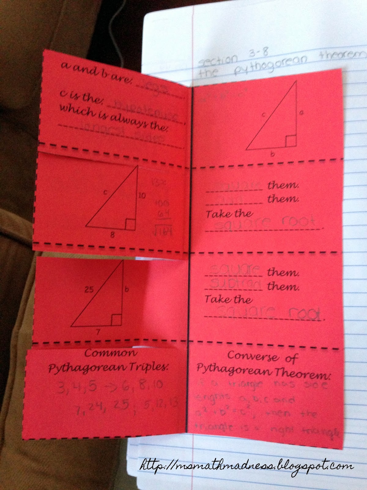 Pythagorean Theorem Foldable