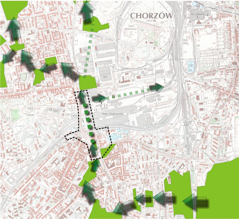 KRESKA - PORTFOLIO: Schemat układu terenów zieleni centrum Chorzowa ...