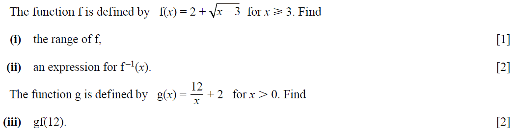 IGCSE Additional Mathematics: Representative Problems: Topic 2: Functions