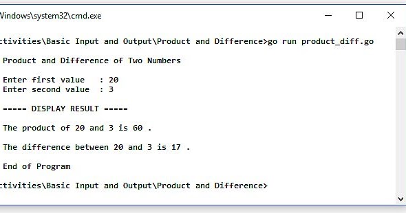 Free Programming Source Codes And Computer Programming Tutorials Product And Difference Of Two
