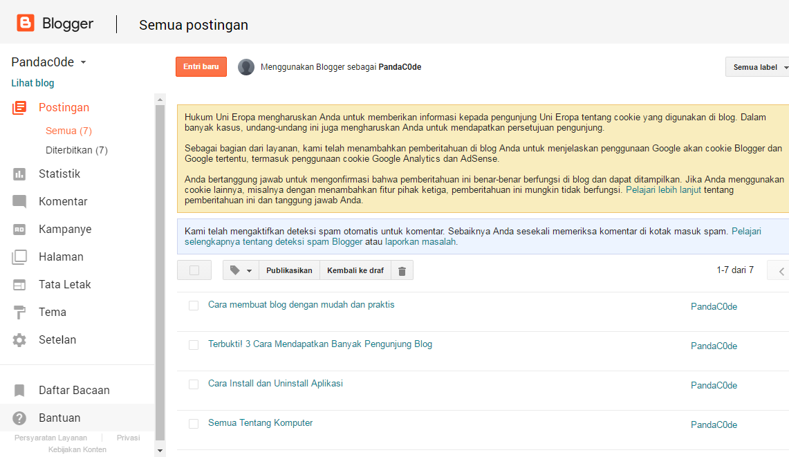Cara membuat blog dengan mudah dan praktis - Pandac0de