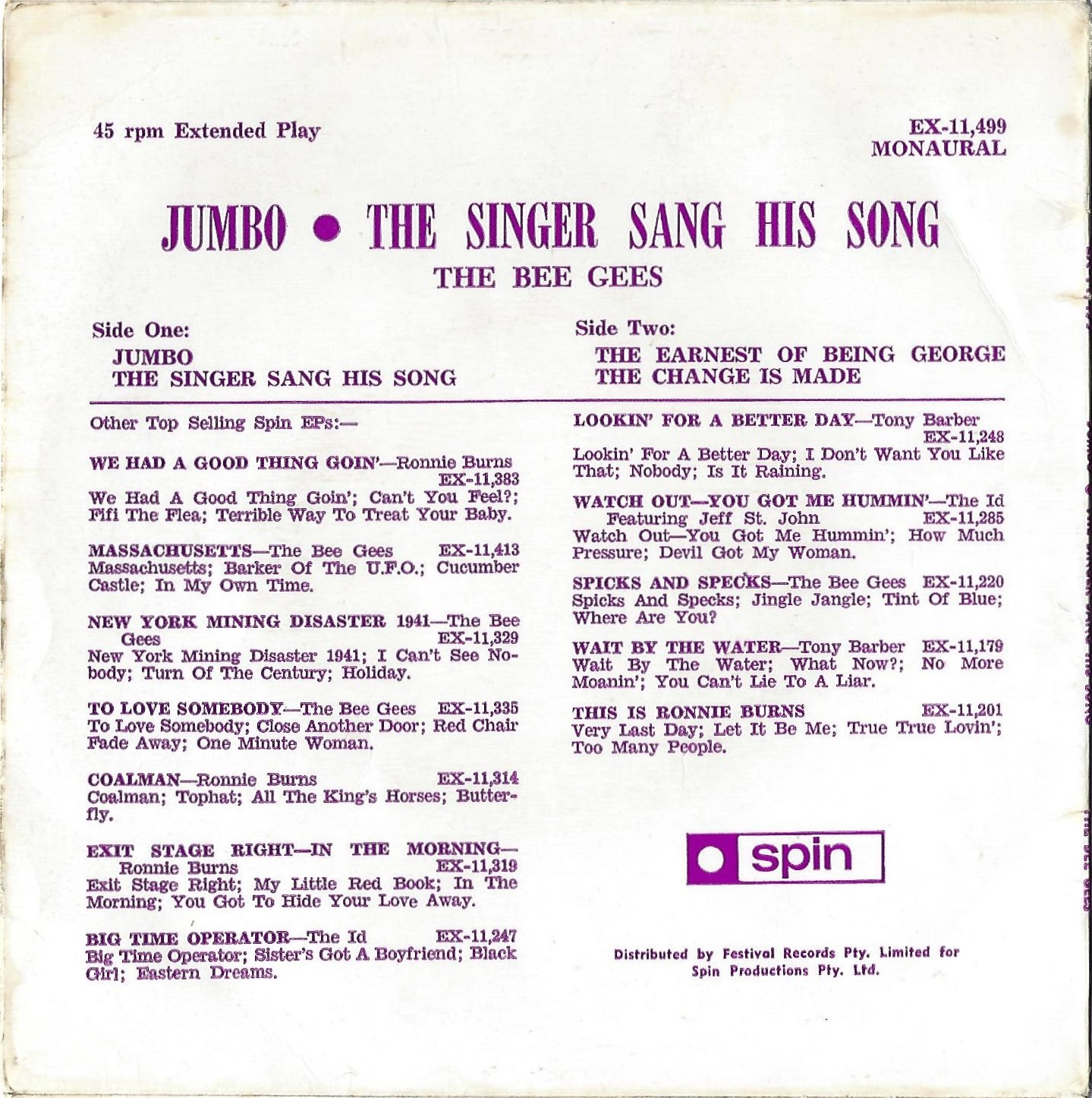 Bee Gees Collector, vinilos, acetatos y otras gemas: EP´S & LP´S ...