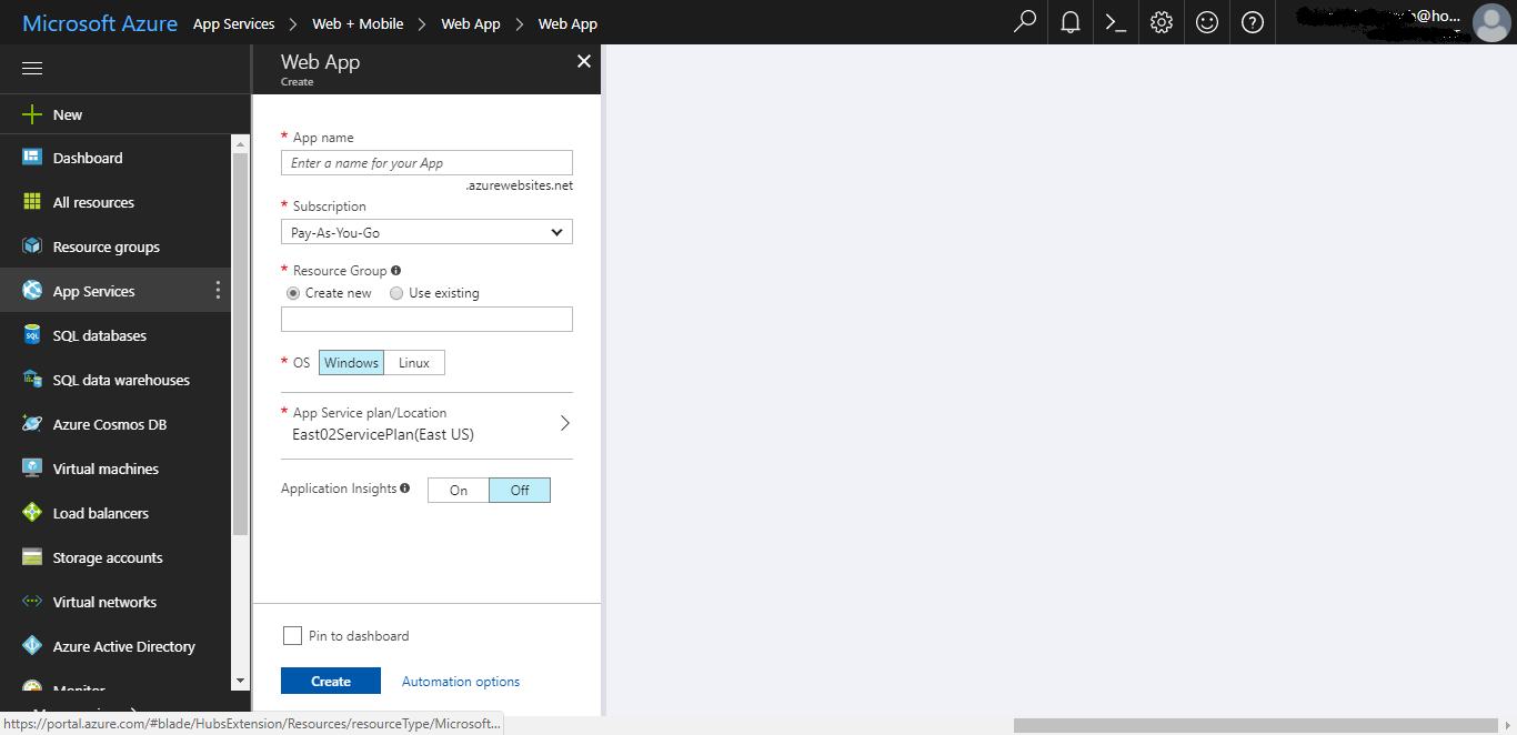 Create Webapp In Microsoft Azure