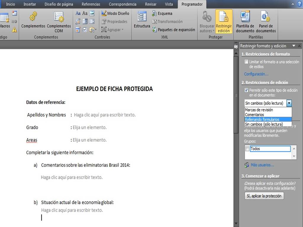 JV technology: Utilizar Controles en un Documento Word 2010