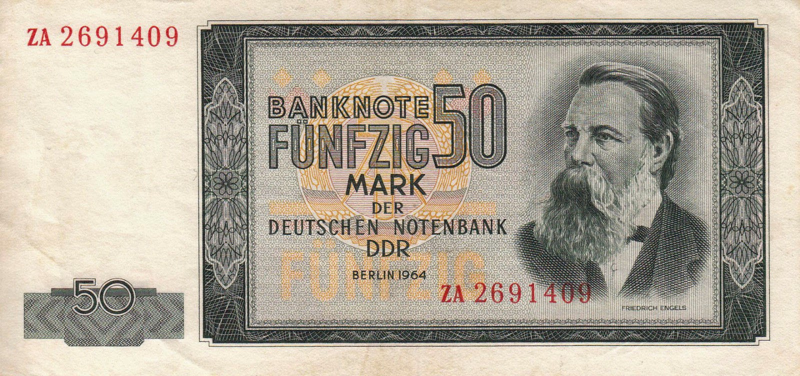 East Germany 50 Mark banknote 1964 Friedrich Engels|World Banknotes ...
