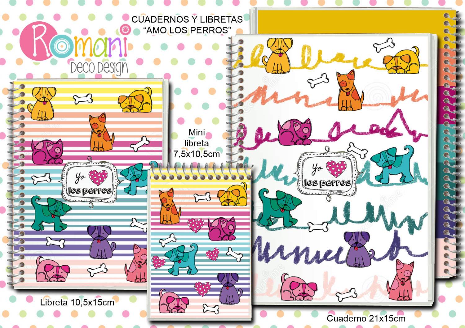 PAPELERIA de PERROS Y GATOS: cuadernos, libretas, señaladores y etiquetas