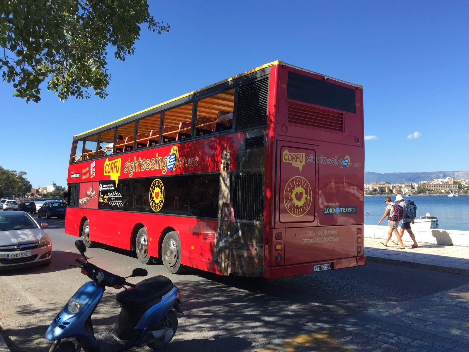 Hop on / hop off buses and Mini Town Train ~ Americans Visiting Corfu