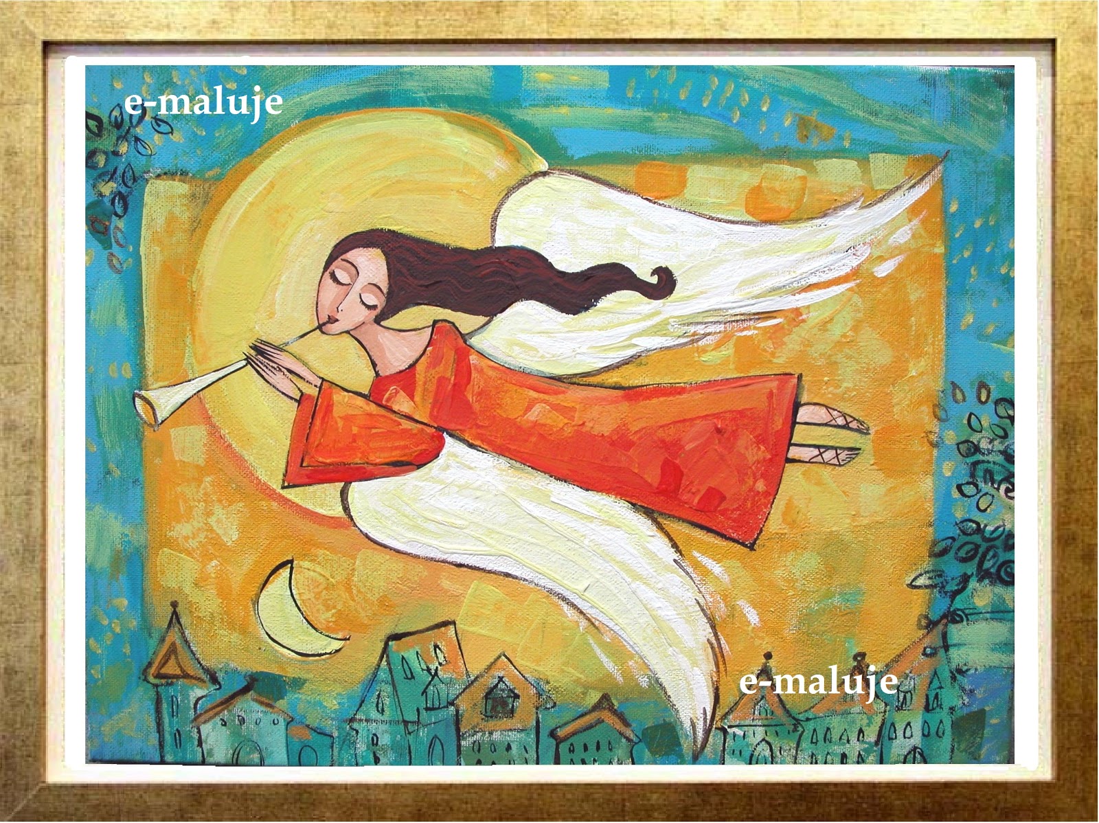 e-maluje Anioły, obrazy na desce i płótnie, piszę Ikony: Anioł nad ...