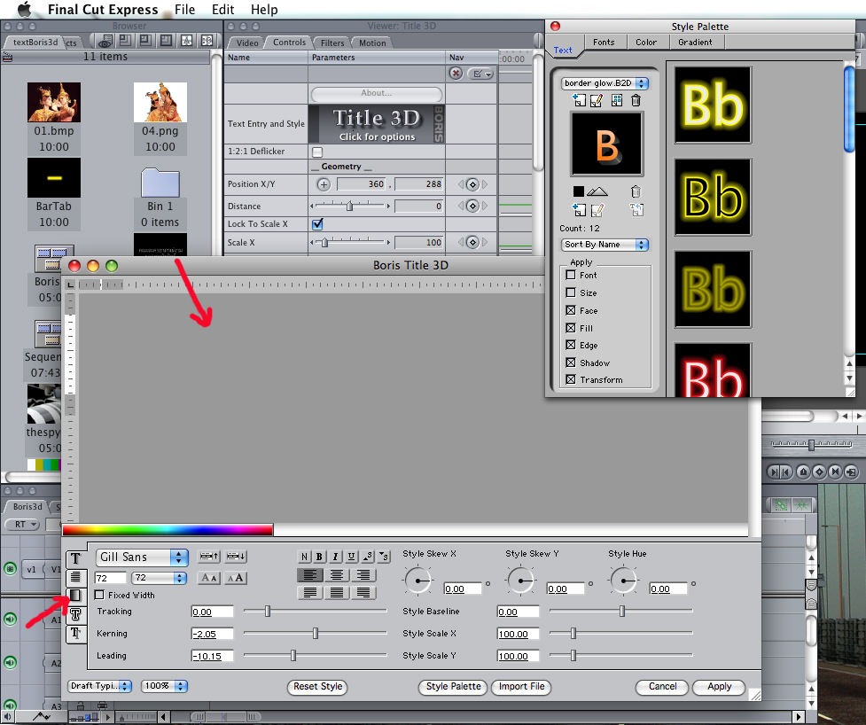 finalcutExpress: การทำไตเติ้ลด้วย Title 3 D ใน Final Cut Express V.4