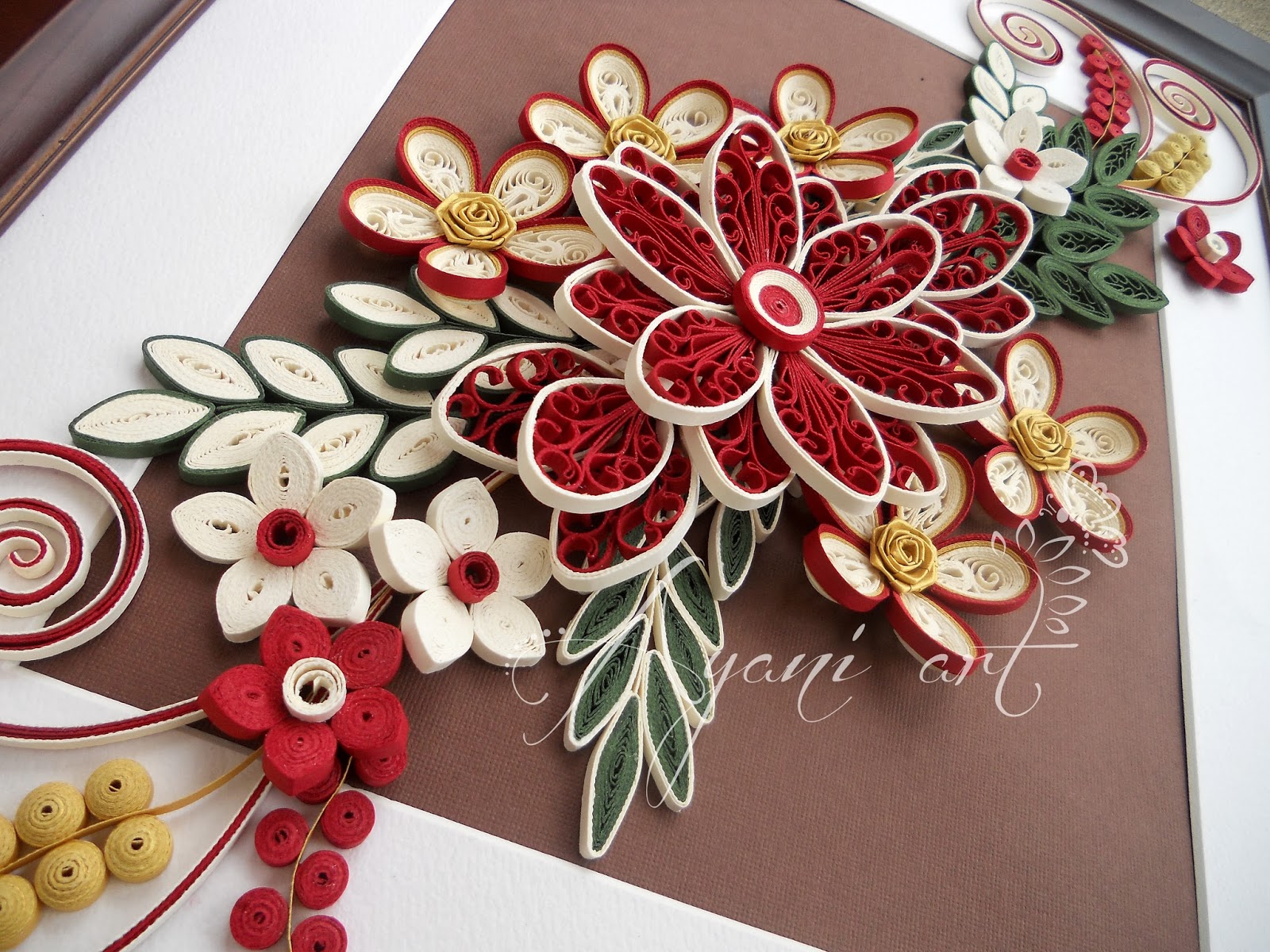 Ayani art: Quilling in Cream and Red